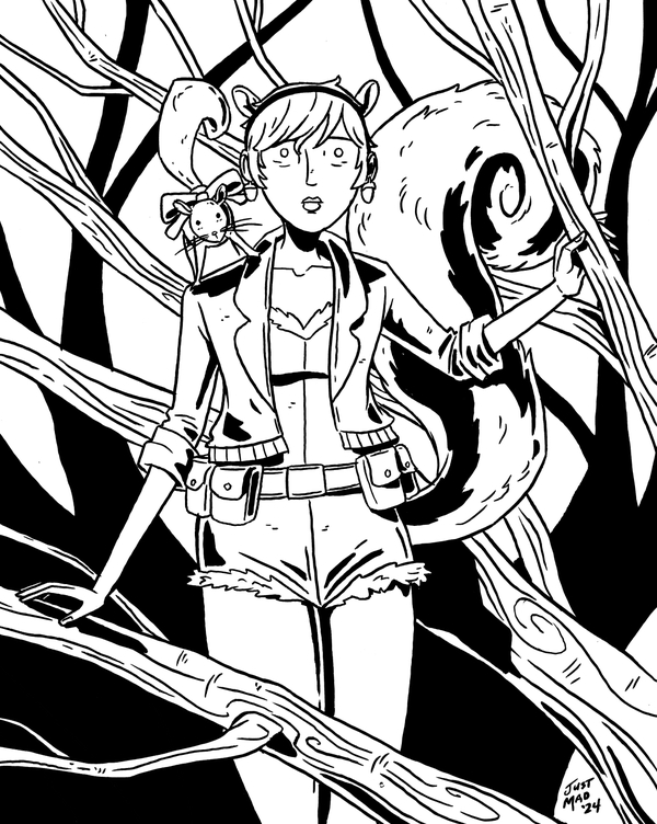 Squirrel Girl Original Ink Illustration On Storenvy