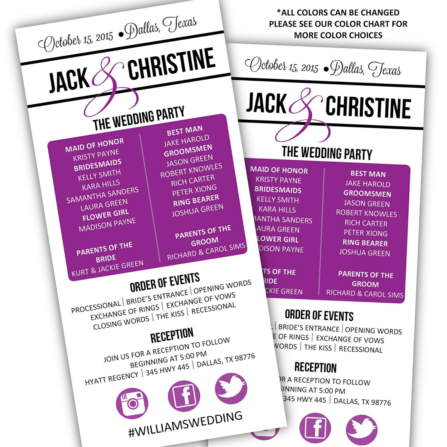Printable Wedding Program DIY Wedding Program Wedding Program 